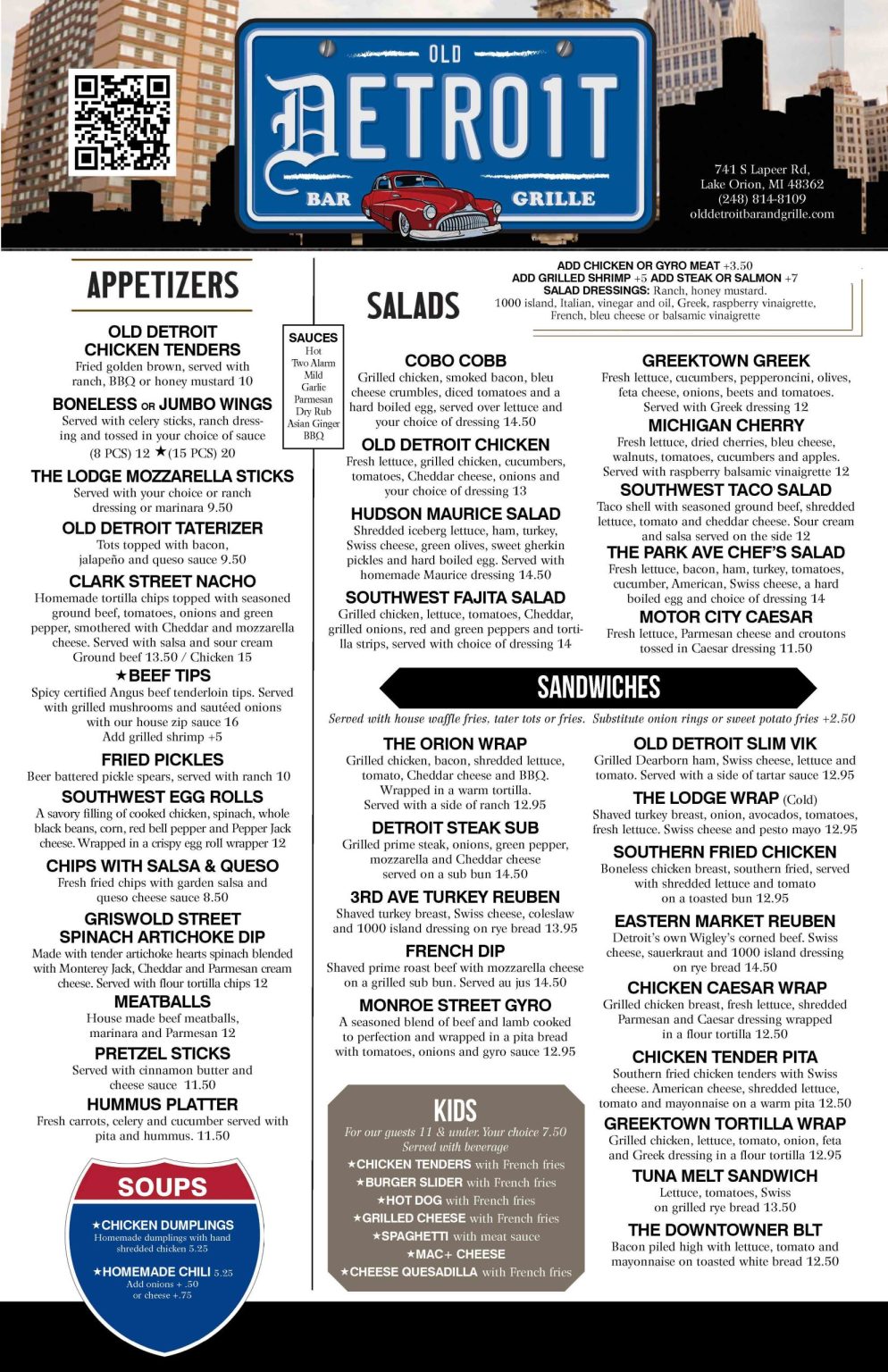 Kitchen Menu – Old Detroit Bar and Grille