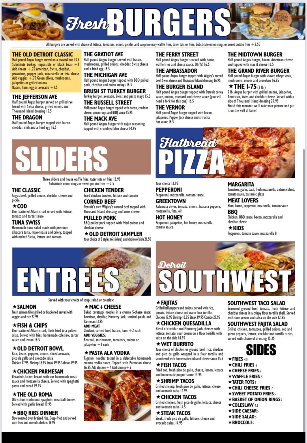 Kitchen Menu – Old Detroit Bar and Grille